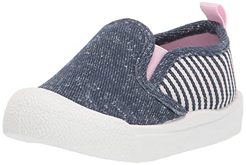 OshKosh B'Gosh Girls Ezma Slip-On Shoe, Navy/White, 10 Toddler