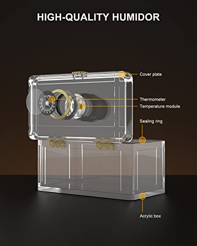 TISFA Acrylic Cigar Humidor with Humidifier and Hygrometer, Desktop Cigar Case Box That can Hold About 15-20 Cigars (S)