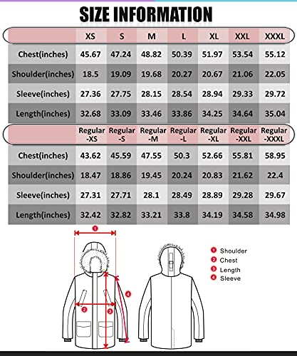 PUREMSX Men's Padded Jacket Insulated, Expedition Mountain Heavy Weight Thicken Lined Skiing Fur Hooded Long Anorak Parka,Black,Small