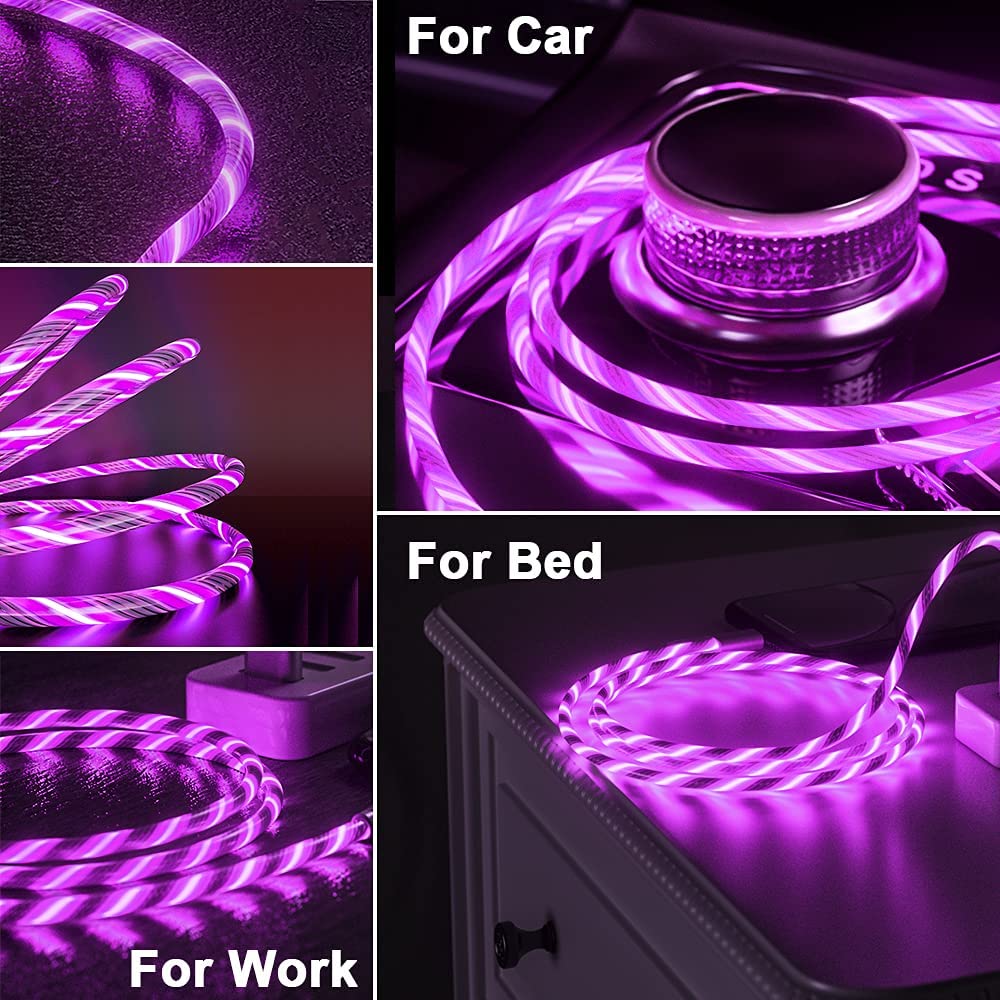 Oliomp iPhone Charger Cable, Apple MFi Certified 3ft LED Light Up Lightning Cable USB Fast Charger Cord High Speed Data Sync Transfer Cord for iPhone 14/13/12/11/11Pro/Max/XS/XR/X/6/7/8 (Purple)