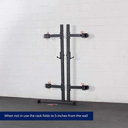 Titan Fitness T-3 Series 82-inch Wall Mounted Folding Power Rack, Space Savings Rack, Folds up to 5†from the Wall