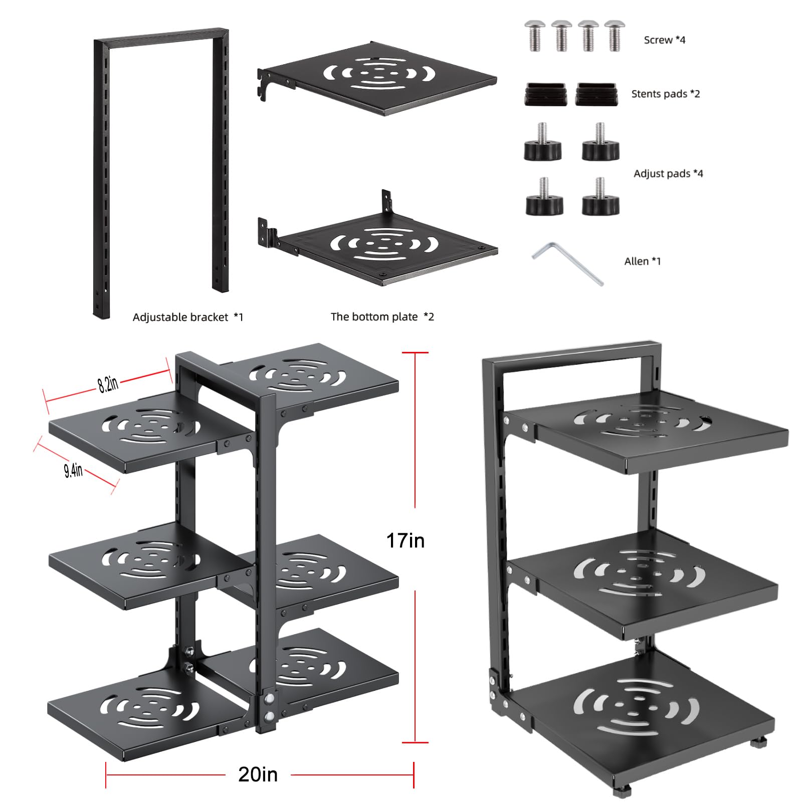 HAOWUJIN Adjustable 6-Tier Pots and Pans Organizer for Cabinet, Black, Iron
