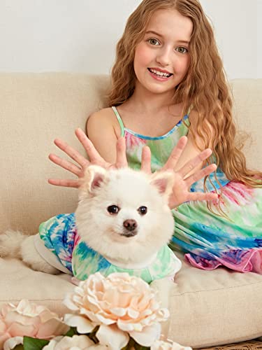 QWINEE Tie Dye Dog T Shirt Vest Dog Apparel Cat Clothes for Puppy Kitten Small Medium Large Dogs Multicolor Large
