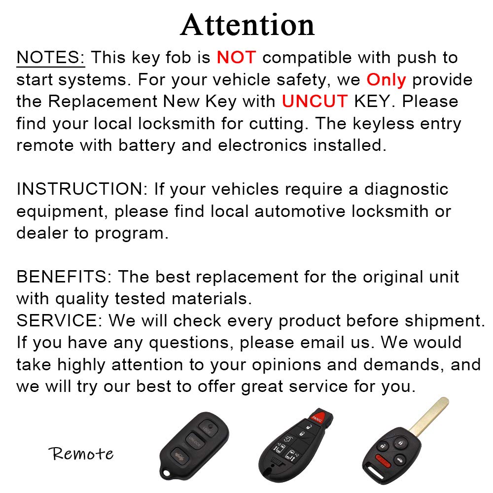DRIVESTAR 2 Pack Car Key Fob Keyless Entry Remote Start for Ford F-150 F-350 Explorer for Lincoln MKX LS for Mercury Mariner Replacement for CWTWB1U793