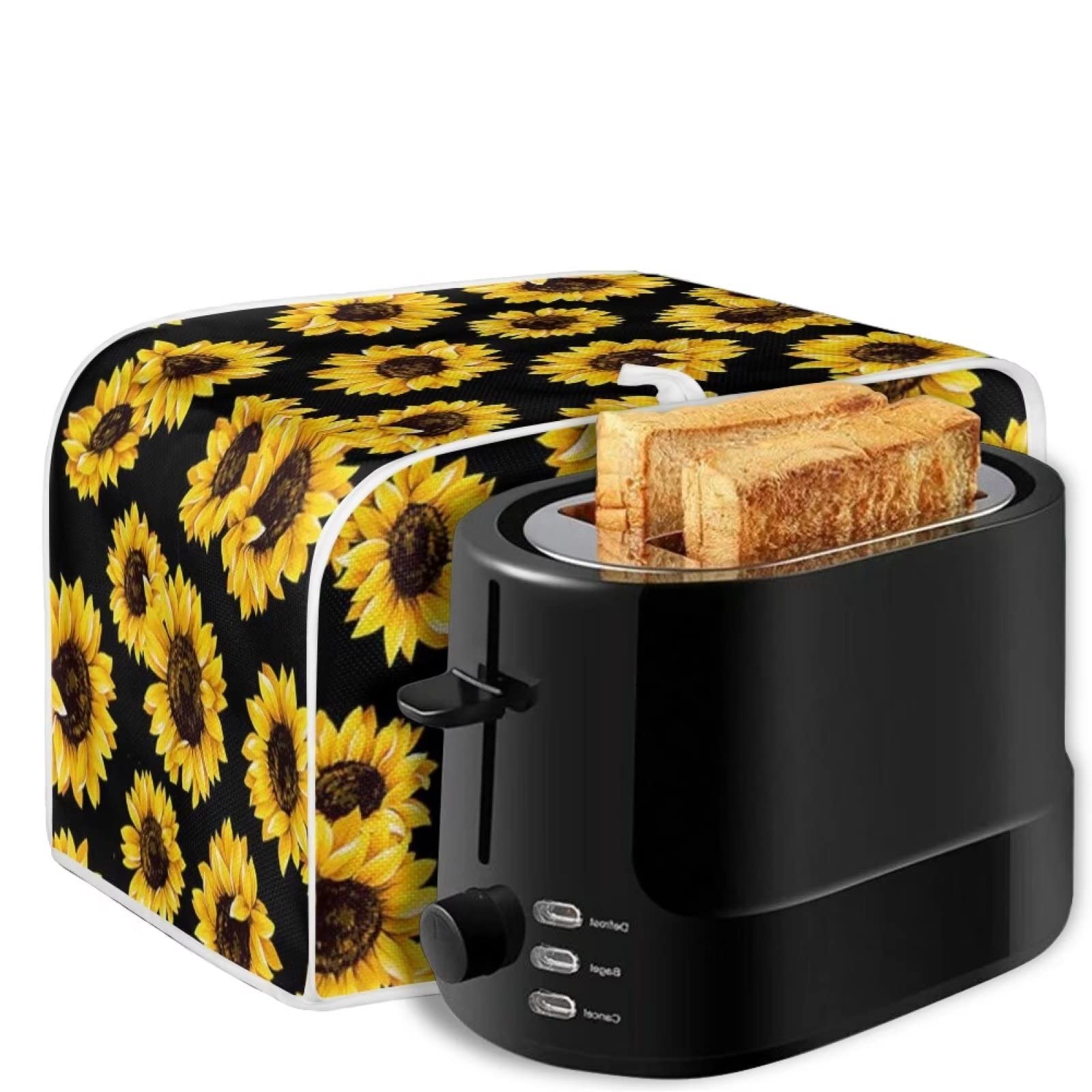 FOR U DESIGNS Bread Machine Cover Yellow Sunflowers Print Toaster Oven Cover Fashion Durable Bread Maker Cover Toaster Dust Cover 2 Slice Kitchen Small Appliance Covers Washable