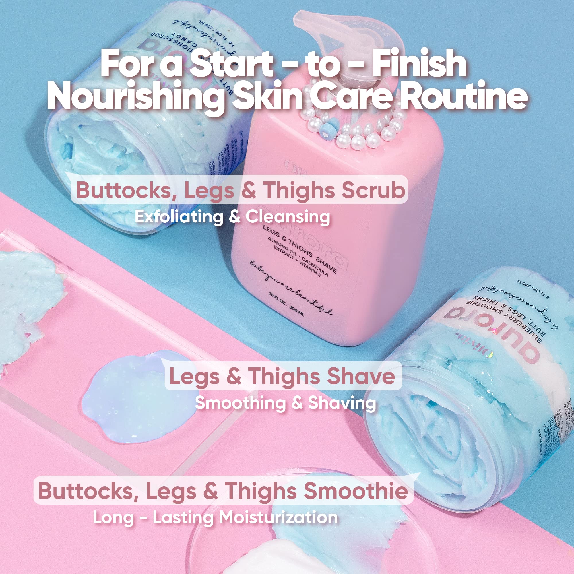 Olivia Legs & Thigh Pre Shave Scrub, Shave & Moisturize Bundle