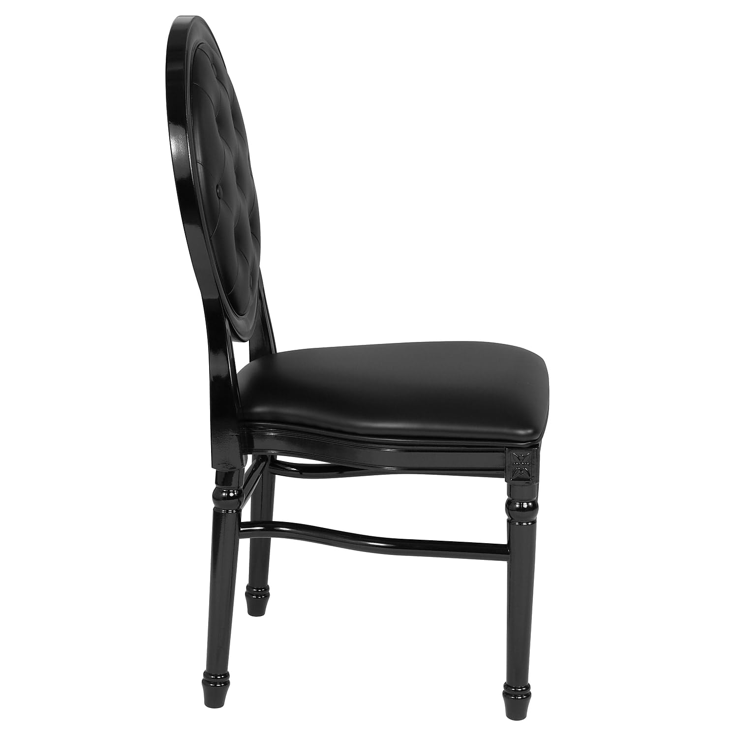 Flash Furniture HERCULES Series 900 lb. Capacity King Louis Chair with Transparent Back, Black Vinyl Seat and Black Frame