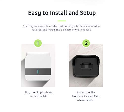 Driveway Alarm, easyreen Outdoor Weatherproof Motion Sensor Alarm & Detector Home Security Alert System with 650ft Wireless Long Range 58 Chimes 4 Level Volume (1 Set)