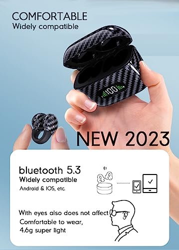 Open Ear Wireless Earbuds Ear Clips Wireless Bluetooth Headphones True Wireless Earbuds Noise Cancelling Ear Clip Air Bone Conduction Headphones Clip Type Bluetooth Earphones Sports Cycling Earbuds