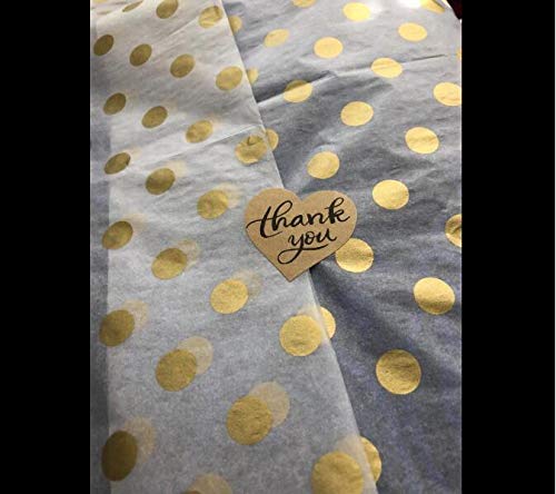 Teemico 50 Sheets Polka Dots Tissue Paper Gold Foil Dot Wrapping Paper Metallic Wrapping Tissue Paper Polka Dot Gift Bags Wrapping Paper, 20x 28 inches