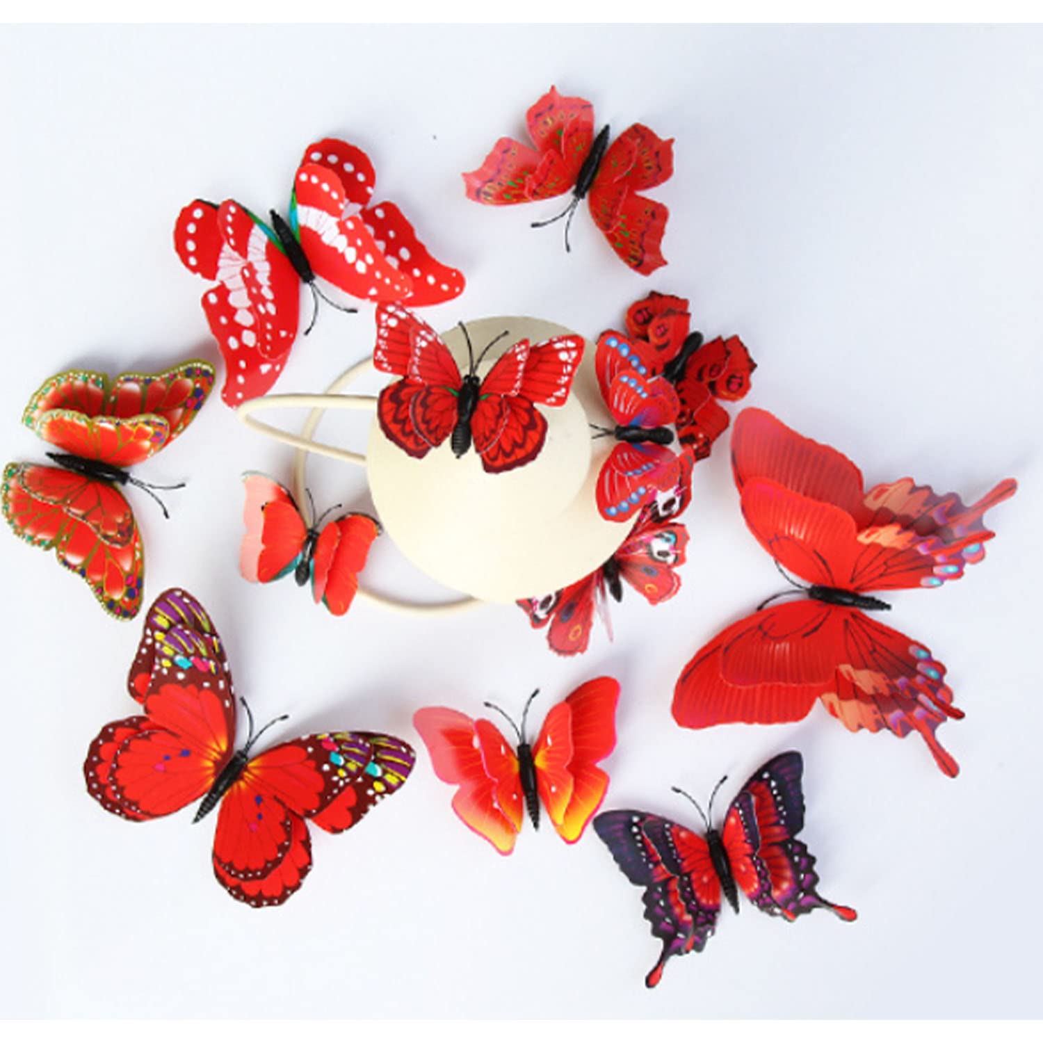 LECUNE Butterfly Wall Decor, 24/48Pcs Butterfly Wall Decals, 3D Butterflies Stickers for Party Decorations with Magnets