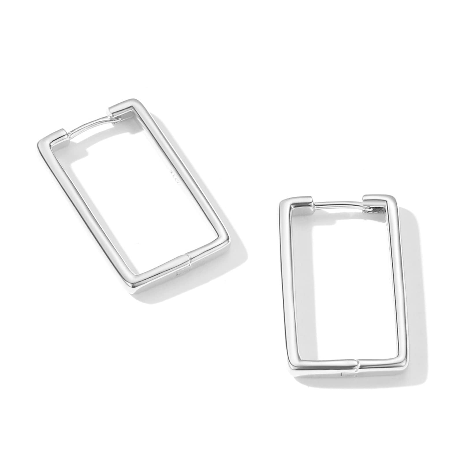 JOERPH Rectangle Hoop Earrings 925 Sterling Silver Square Huggie Hoop Earrings Rectangle Huggie Hoop Jewelry for Women
