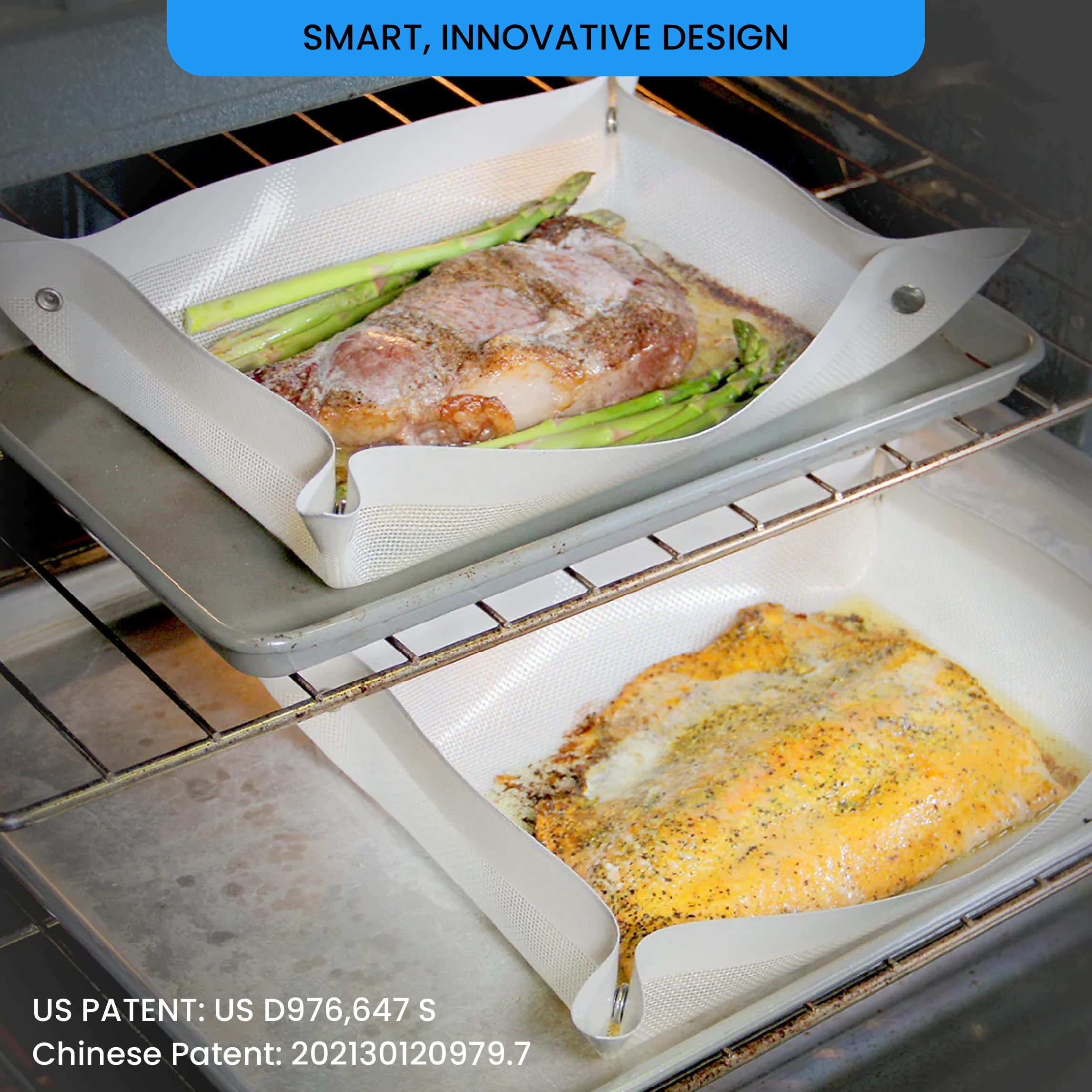 Grand Fusion 2 in 1 Silicone Baking Mat, Corner Clip for Leak Proof Baking Pan or Unclip for Flat Baking Sheet Liner, 11.8 x 15.75 in. BPA-Free and Non-Stick. Chef's Essentials. Pack of 1
