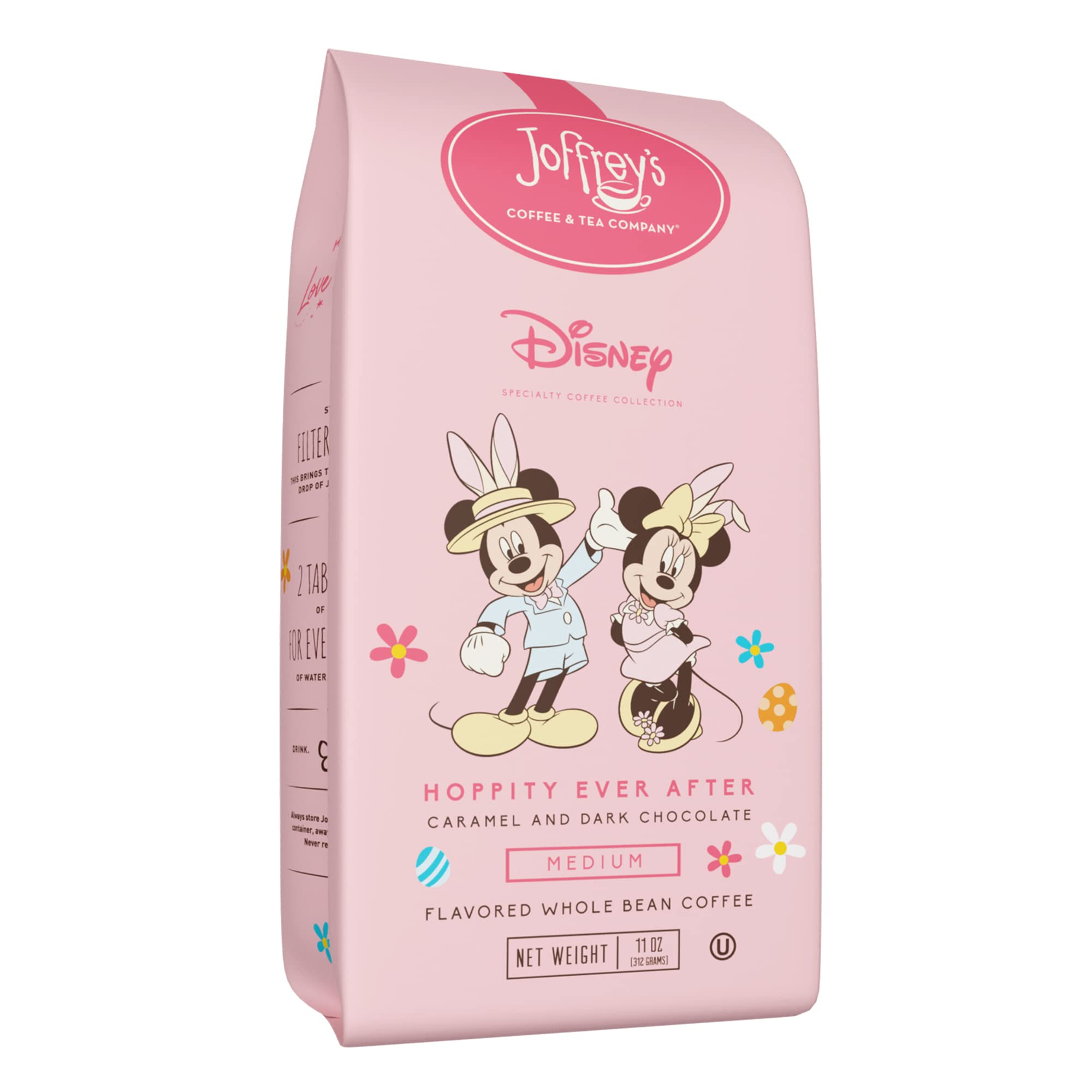 Joffrey's Coffee - Hoppity Ever After, Disney Spring Edition Coffee, Arabica Coffee Beans, Medium Roast, Robust Caramel & Dark Chocolate Flavored Coffee, Brew or French Press (Whole Bean, 11 oz)
