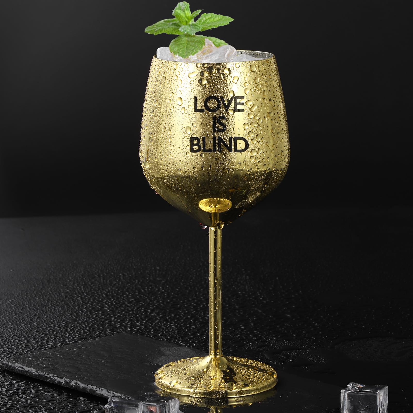LEBEMPEL Love is Blind Wine Glasses Gold Goblets Love is Blind Personalized Wine Glasses (GOLD/2PCS)