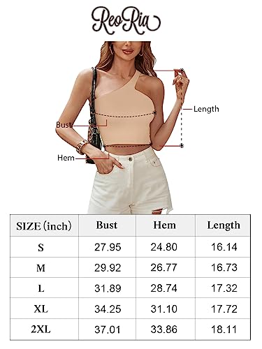 REORIA Summer Sexy Casual One Shoulder Double Lined Seamless Backless Sleeveless Cropped Tank Going Out Trendy Cute Crop Tops Dark Green Medium