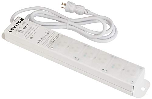 Leviton 5306M-1N7 Medical Grade Power Strip, 15-Amp, 125-volt, 6-Outlets, 7-Feet Cord Length