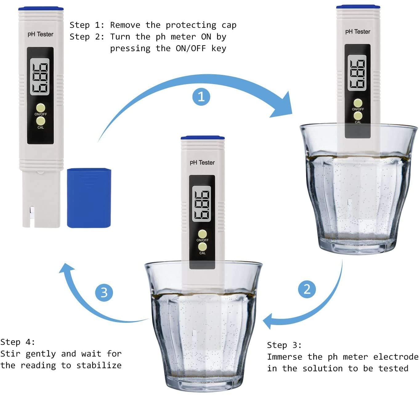 PH Meter, Digital PH Meter, PH Meter for Water, 0.01 PH High Accuracy Water Quality Tester with 0-14 PH Measurement, Water PH Tester Range for Household Drinking, Pool, Aquarium, Hydroponics