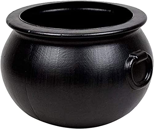 PMU Halloween 18 Inch Cauldron Plastic Bucket- Halloween Party Favors - Candy Holder for Kids - Perfect Kitchen & Home Decor, Black Pkg/1