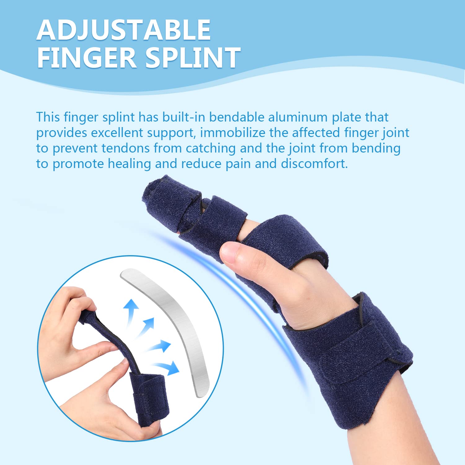 joingood 2 Finger Splint, Trigger Finger Splint for Broken Finger, Adjustable Two Finger Splint for Straightening, Sprains, Mallet Injury, Arthritis, Full Hand and Wrist Support