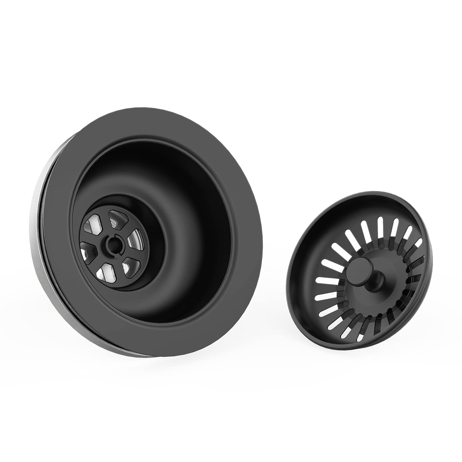 KONE Sink Drain Assembly, Kitchen Sink Drain Strainer Kit with Removable Strainer Basket Stopper, Universal fit USA Home/Commercial 3-1/2 Inch Standard Sink Drain Hole (Matte Black)
