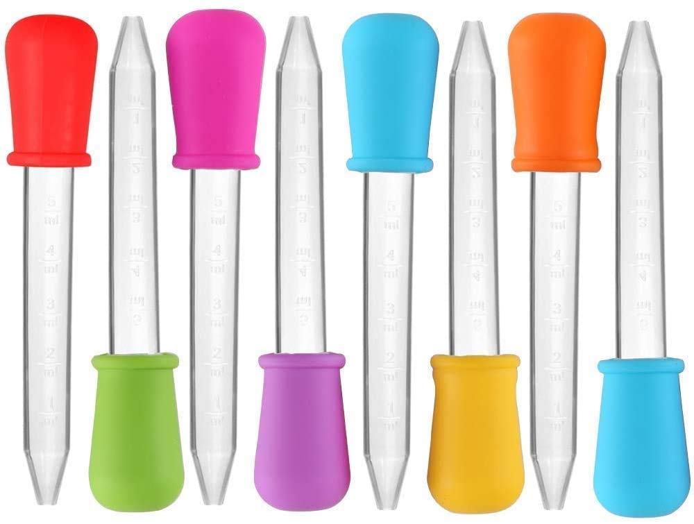 vaoruteng 8 Pack Liquid Droppers Silicone 5ml Clear Liquid Medicine Eye Dropper with Bulb Tip for Kids Candy Mold