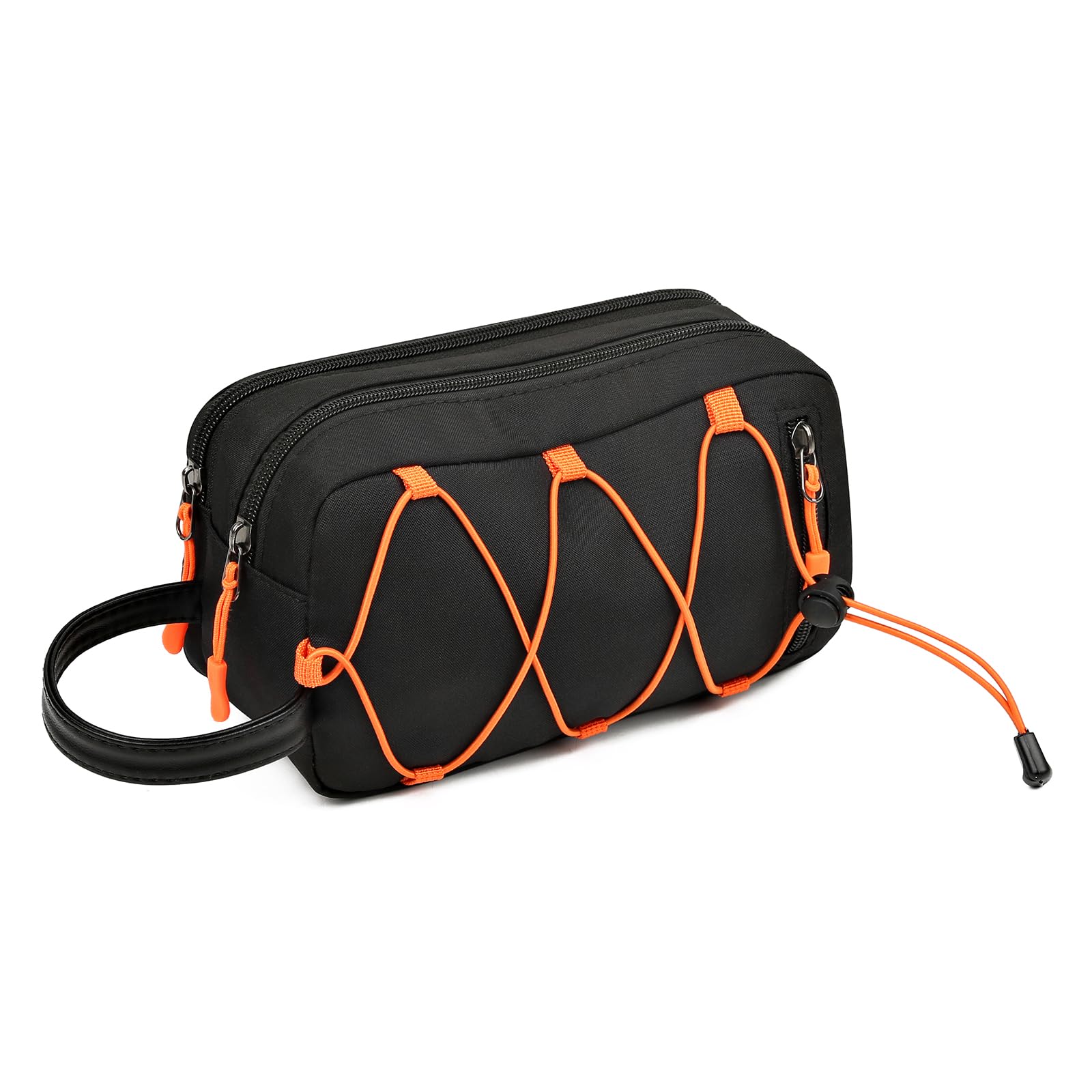 Droombouw Travel Toiltery Bag for Men Hanging Strap Shaving Bag Dorm Essential (Orange-1)
