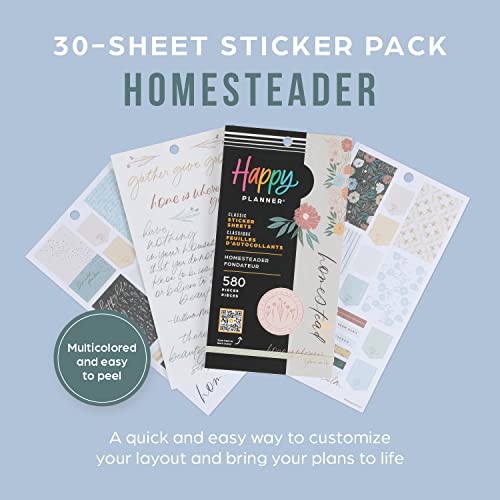 Happy Planner 18 Month Classic Planner Sticker Pack Bundle – Bright Travels - Classic Sized Planner (7” x 9.75”) July 2023 – Dec 2024 & 30 Sheet Sticker Book, 580 Stickers Total
