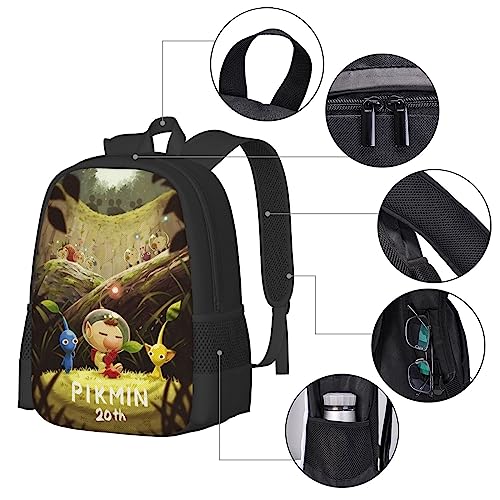 RACEK Lightweight Laptop Backpack Pik-min Rucksack 3D Printed Anime Travel Casual Adjustable Straps Daypack For Men Women