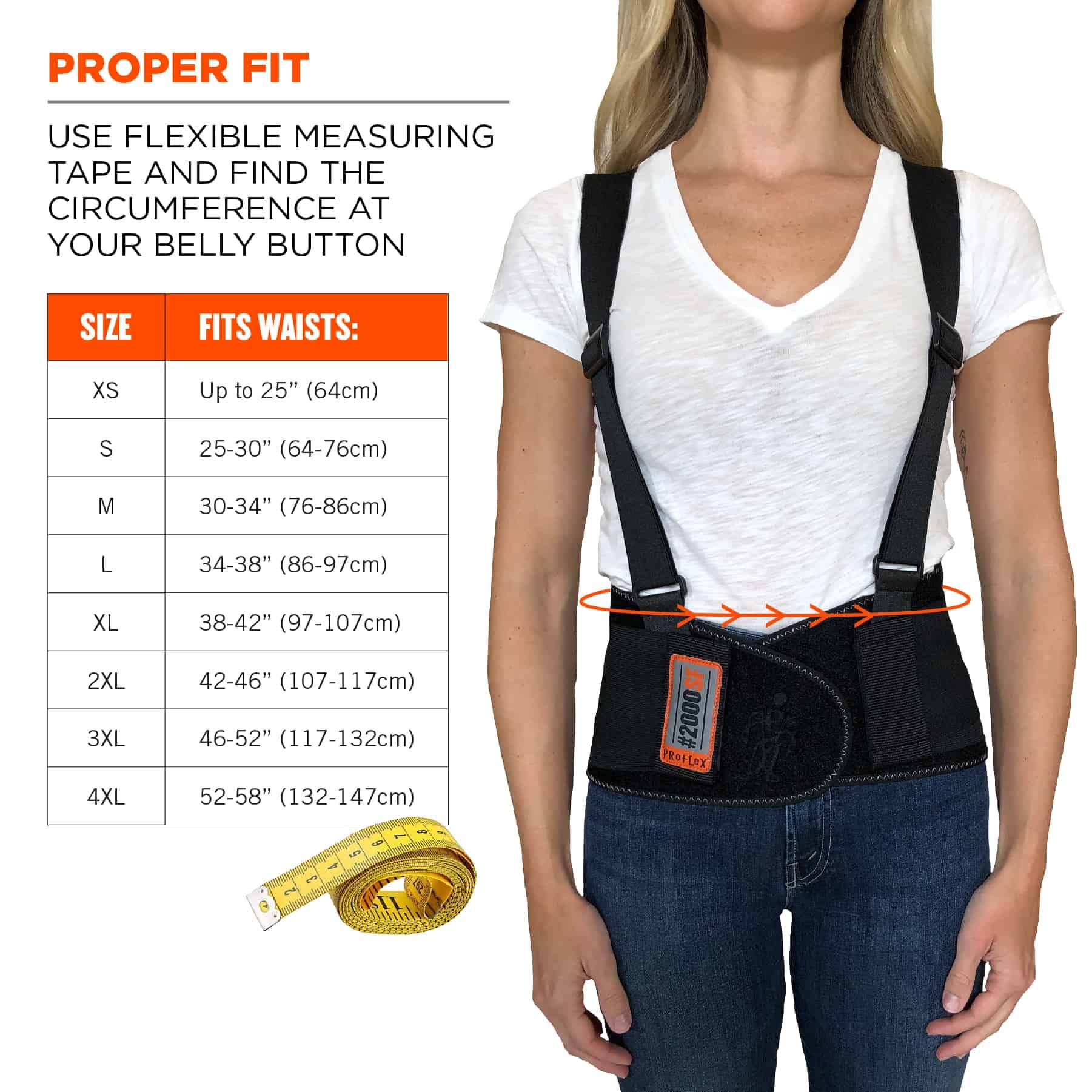 Ergodyne ProFlex 2000SF Back Support Brace, 8.5" Spandex, V-Shape Design and Patented Stays for Added Support, XL,Black
