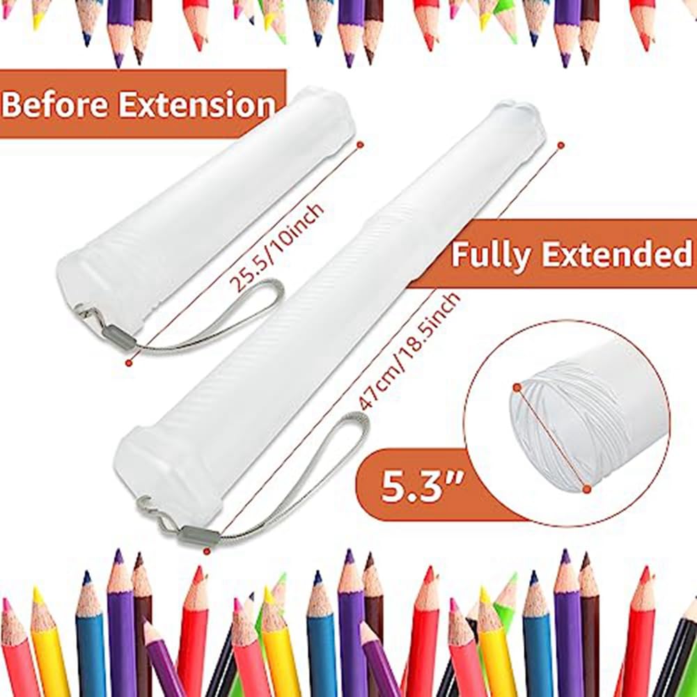 Lizusidtsy 4 Piece Extendable Plastic Paint Brush Case Clear Long Paint Brush Holder Tube Storage Pencil Container, Transparent