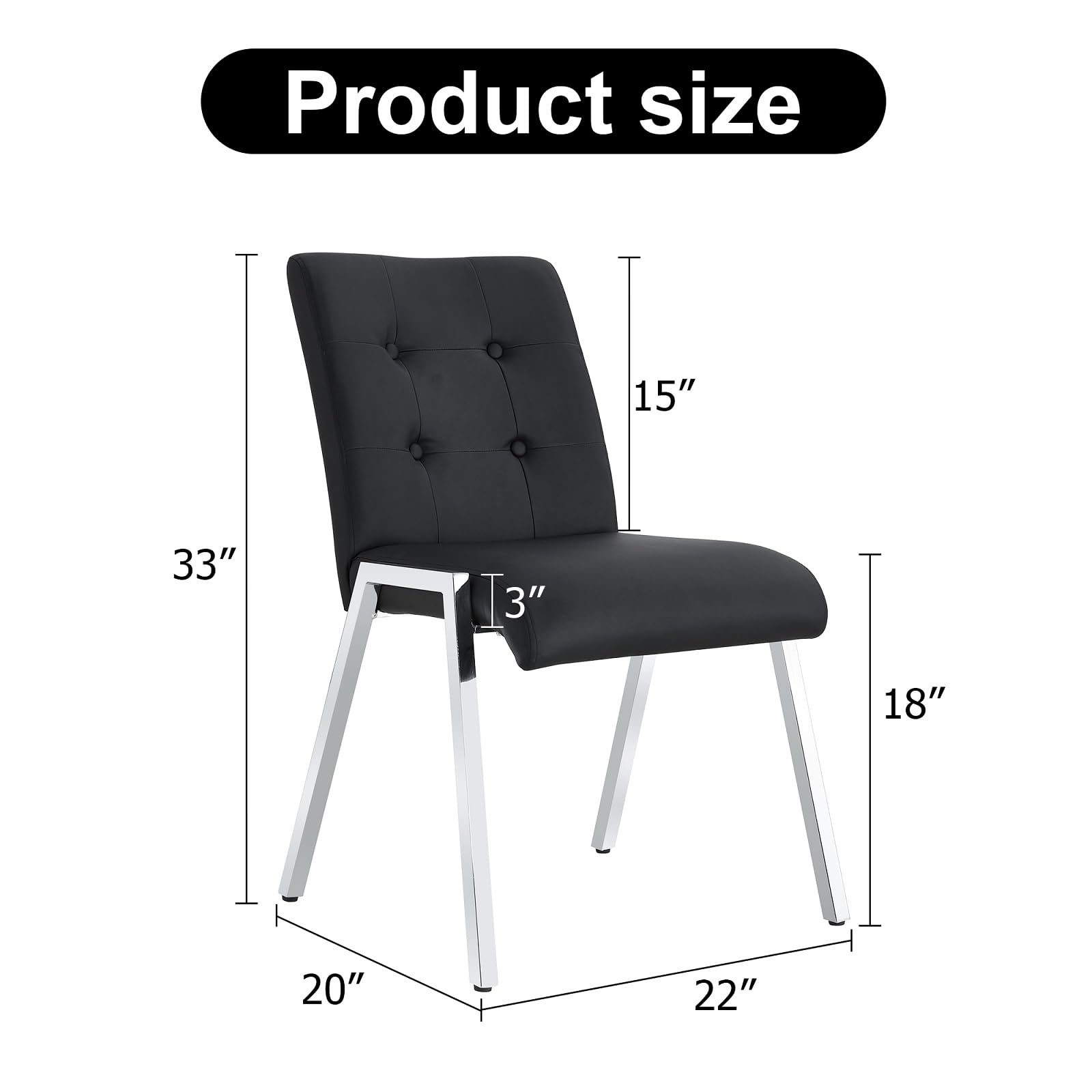 EXZLFA Armless Dining Chairs Set, PU Upholstered High Back Make Up Chair with Electroplated Metal Legs ,Suitable for Restaurants Living Rooms Kitchens Dressing Room (4-Piece Grey)