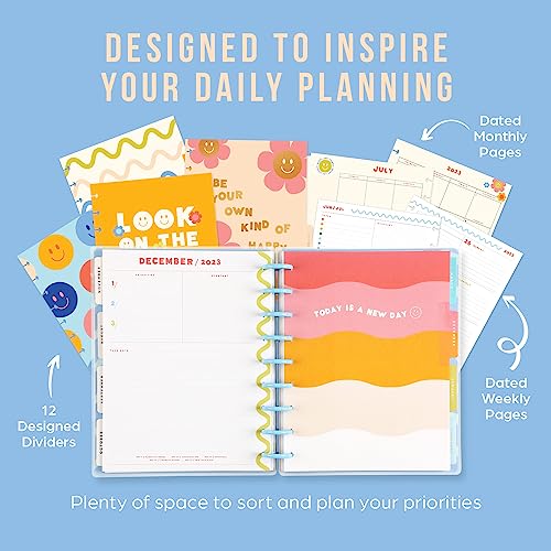 Happy Planner 12 Month Classic Academic Planner Sticker Pack Bundle – Super Happy - Classic Sized Planner (7” x 9.75”) July 2023 – Dec 2024 & 30 Sheet Sticker Book, 721 Stickers Total