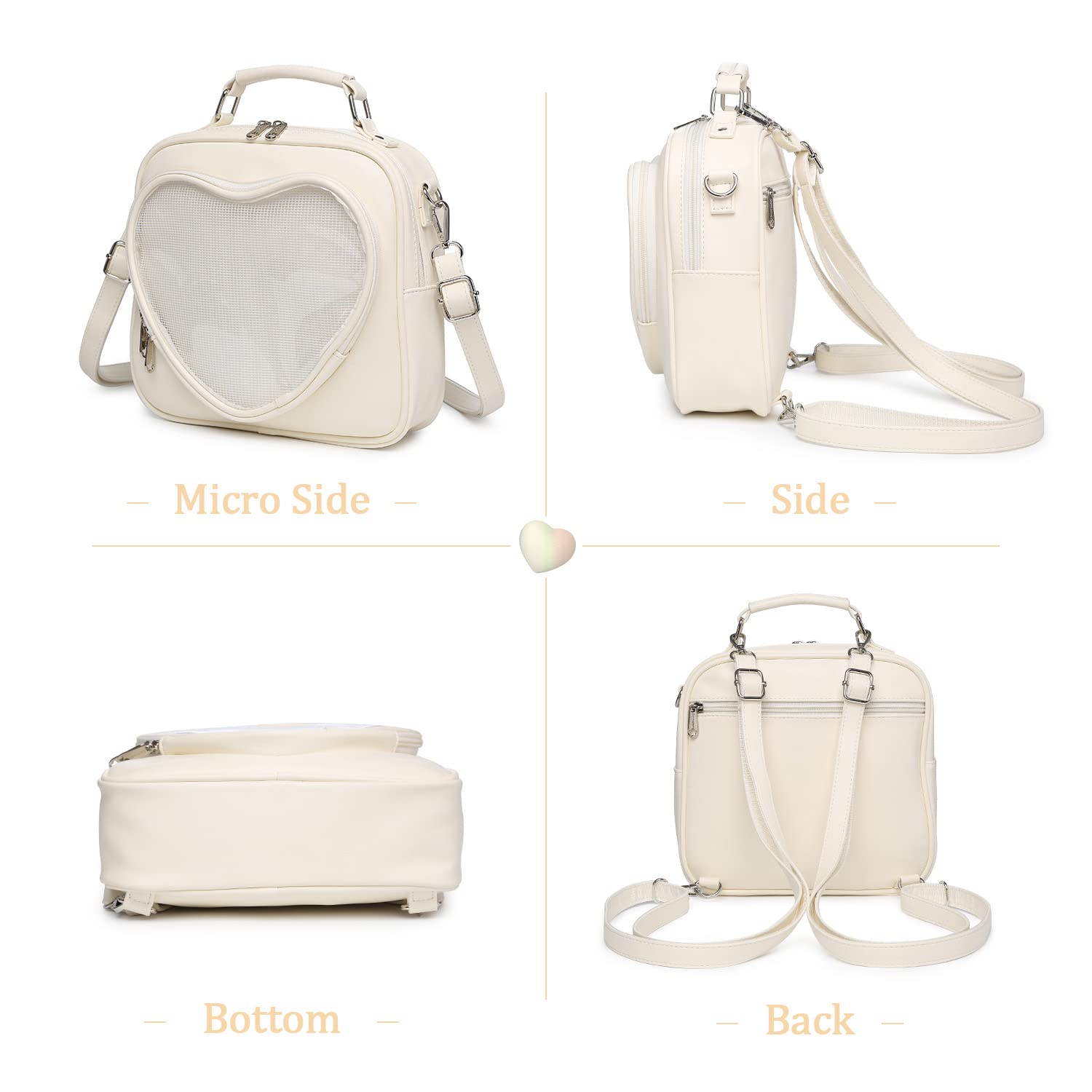 FUKZTE Crossbody Bag for Women Backpack Fashion Rucksack Ladies Shoulder Bag Casual Daypack,White