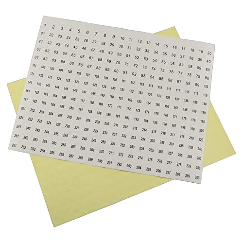 Number Stickers LUORNG 10 Sheets 0.4" 1 to 300 Digital Sticker Circular Self Adhesive Labels (Black on White)