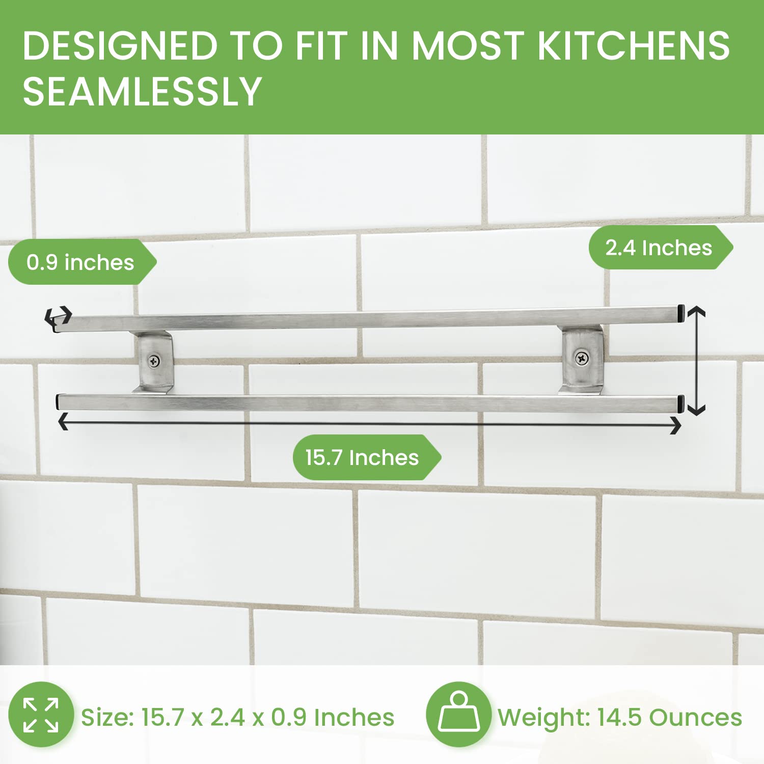 Magnetic Knife Holder Strip for Wall and Kitchen Utensil Holder-16inch Powerful Stainless Steel Magnetic Knife Rack with Hanger Hook Strip Plus Carbon Sharpener