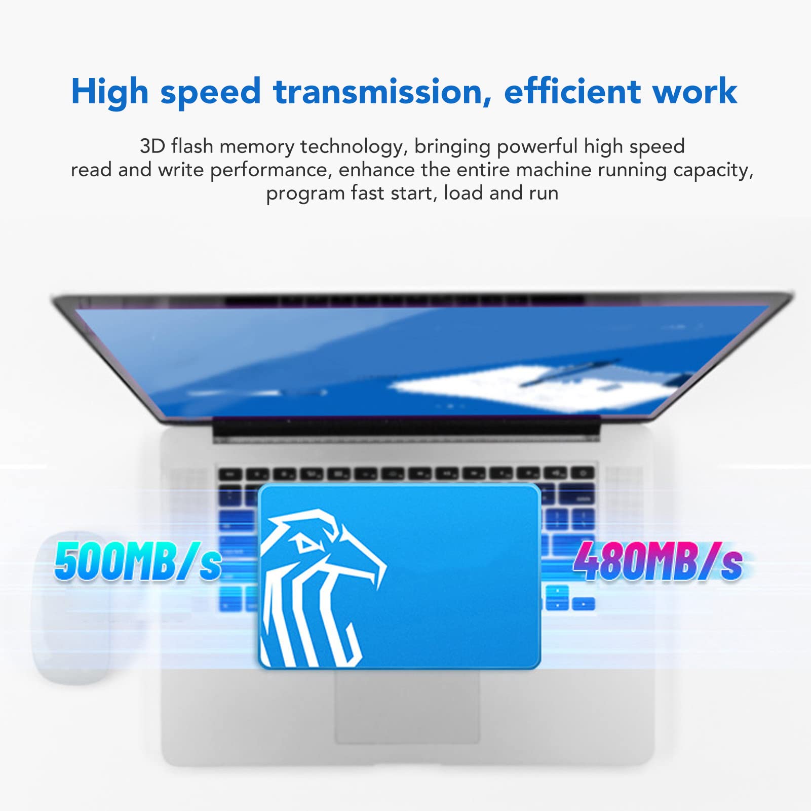 Naroote Laptop SSD, Practical Power Management Mode SATA3.0 SSD 2.5 Inch Universal for Desktops PC (128GB)