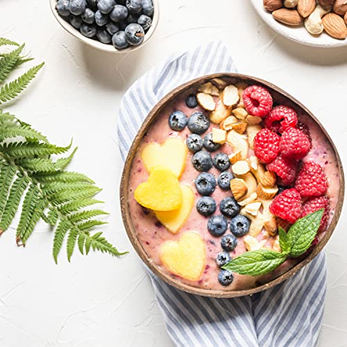 LABACRAFT Coconut Bowls and Wooden Spoon Set 2 Perfect for Smoothie Bowls 5.5 x 2.2 inches Vegan Coconut Made From Coconut Shells Polished With Coco Oil (Gift Set 2)
