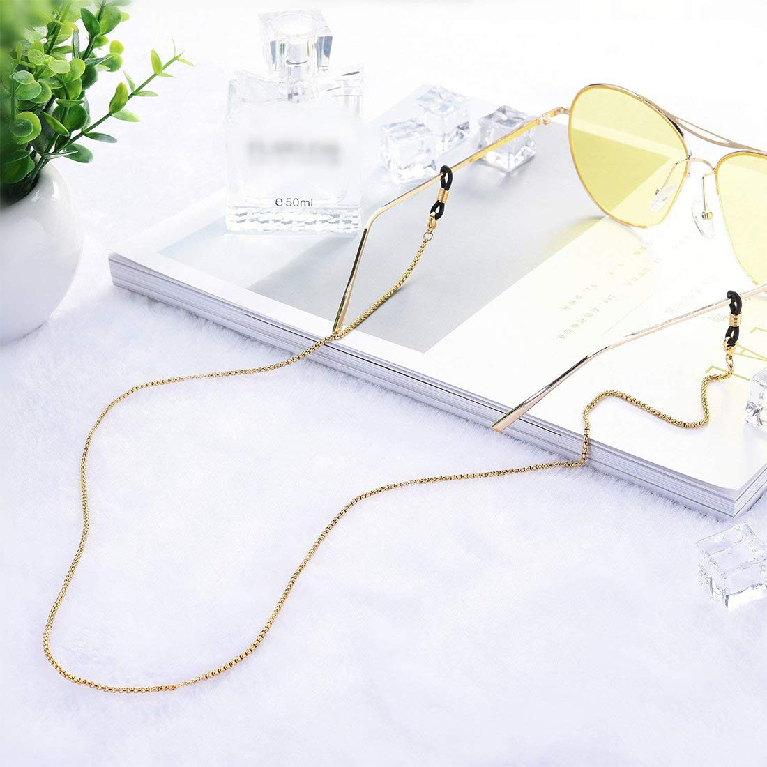 Eyeglass Chain - Kalevel Stainless Steel Sunglass Strap Eyeglass Strap Holder (Gold)