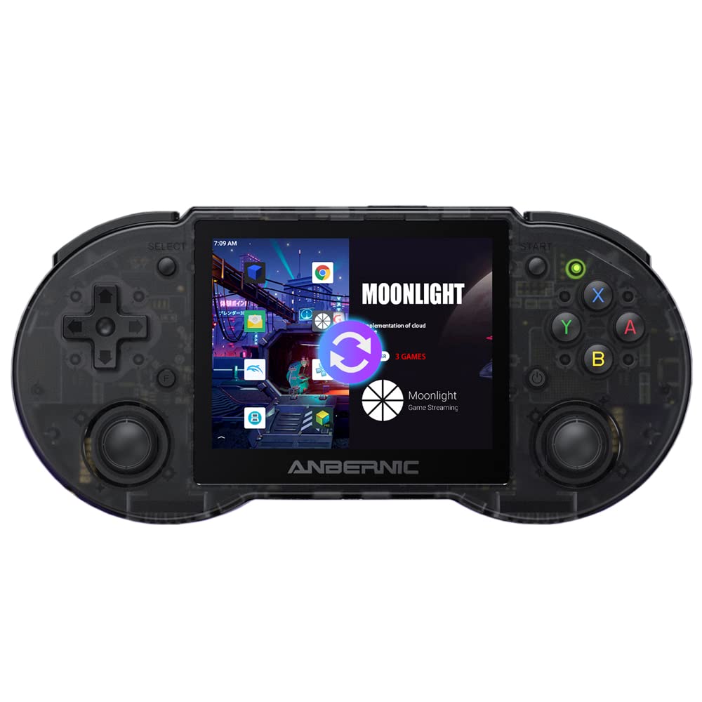 Niotima RG353P Handheld Android System Video Game Console,3.5 Inches Touch Screen, Android 11 OS,CPU RK3566, High Speed eMMC 5.1, 3500 mAh Battery, 2GB LPDDR4 RAM (Transparent Black/ 16GB+64GB)