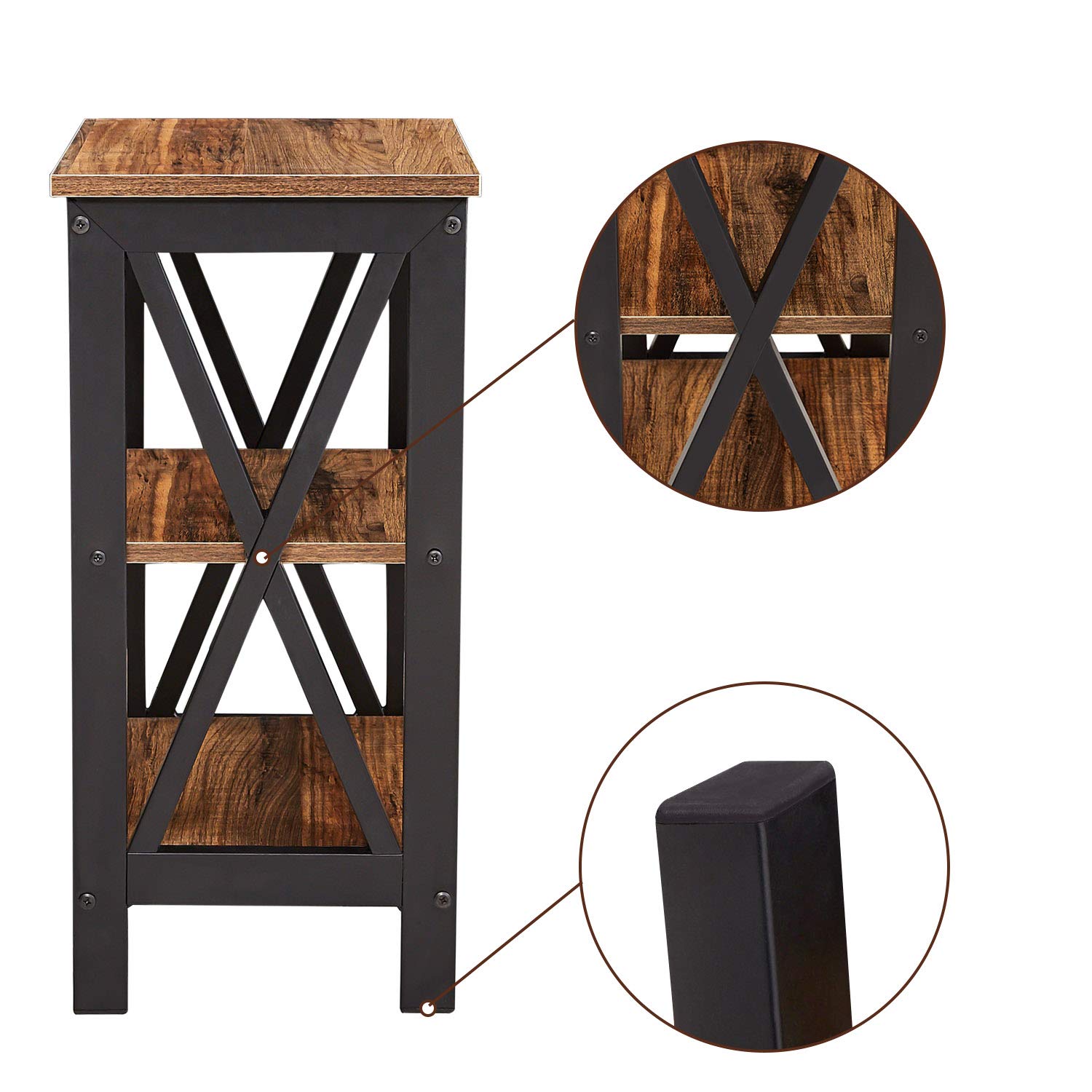 VECELO Modern Nightstands X-Design Side End Table Night Stand with Storage Shelf for Bedroom,Living Room,