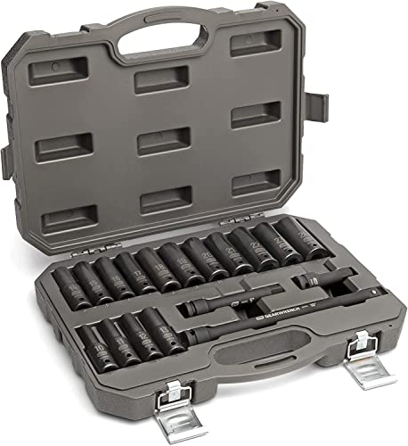 GEARWRENCH 18 Piece 1/2" Drive Deep Metric Impact Socket Set - 89096