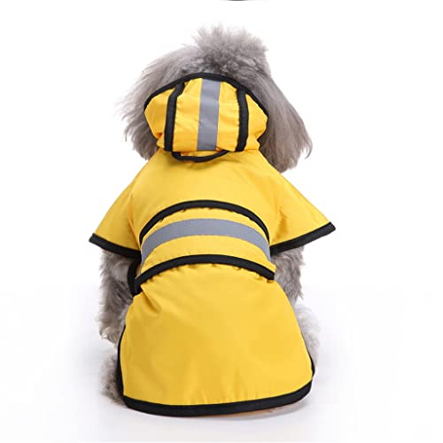 Ornaous Reflective Yellow Dog Raincoat with Hood, Waterproof Pet Rain Jacket for Small Puppy Large Dogs(L Size)