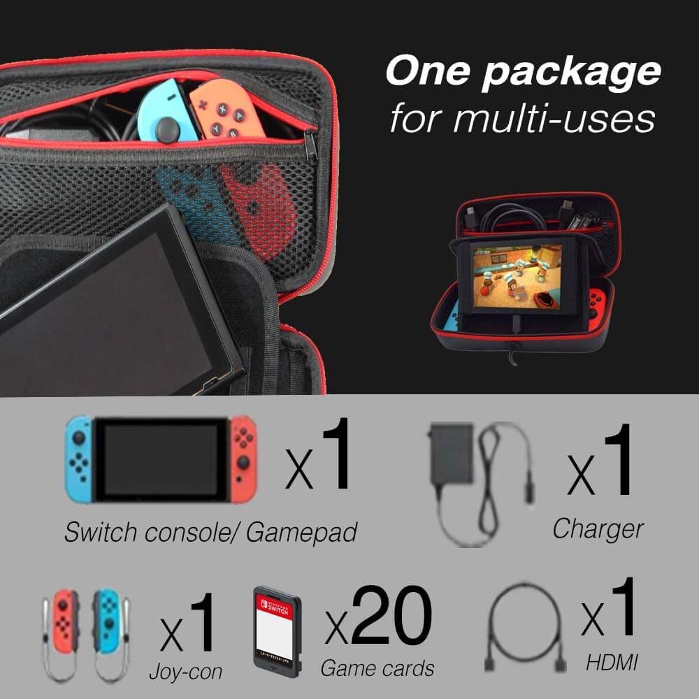 GAME'NIR Hard Carrying Case Compatible with Nintendo Switch, 20 Games Cartridges, Protective Hard Shell Pouch for Switch Console Accessories,BLUE