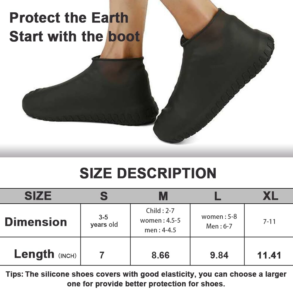 Nirohee Waterproof Shoe Covers, Shoe Covers for Rain, Rain Boots Covers Reusable Easy to Carry Shoes Covers for Women, Men, Kids