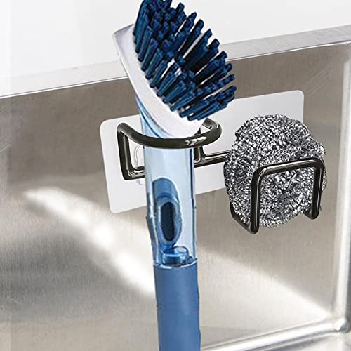 Qinwuwu XXHong 2Pcs Kitchen Brush Stick Sponge Stand Self-Adhesive Kitchen Sink Sponge Stand Kitchen Tools Storage Stand Dishwashing Sponge Brush Accessory Stand