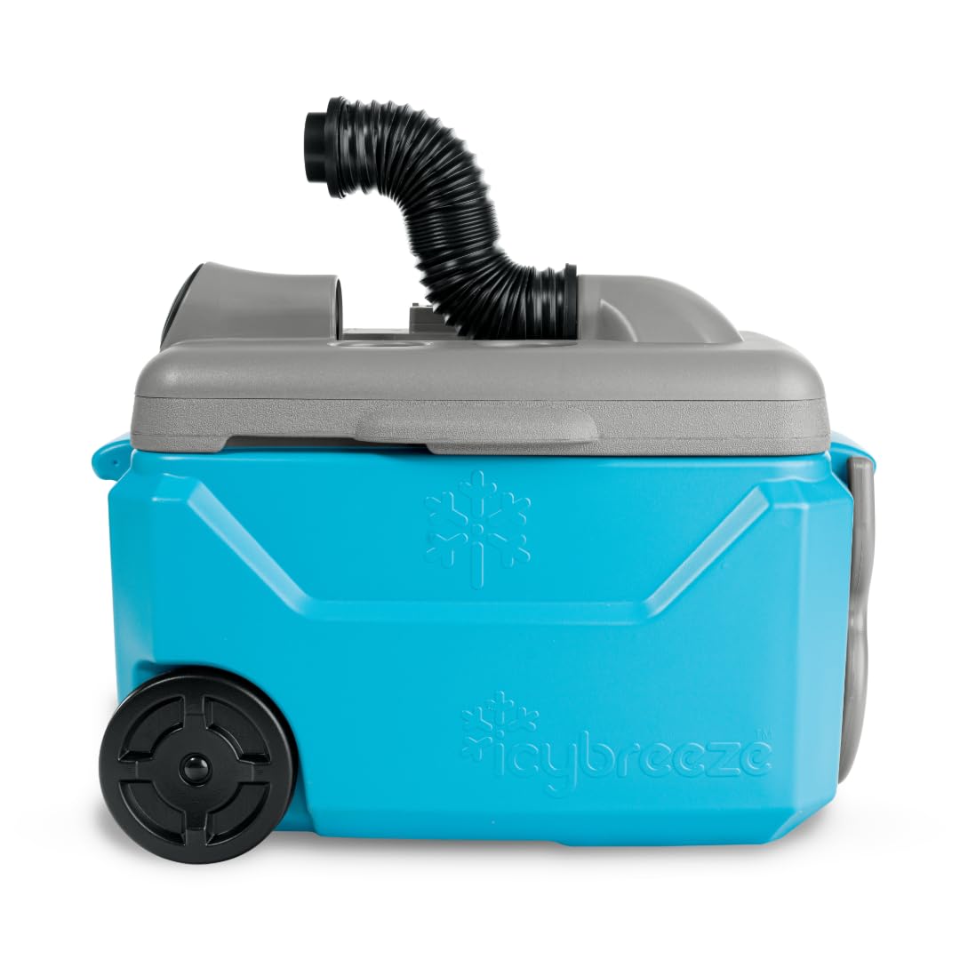 IcyBreeze V2 Pro Portable Air Conditioner & Cooler - 2-in-1 Personal Cooling Solution with 3-Speed Fan, 12V Rechargeable Battery, 38 Quart Capacity, Made in The USA (Blue)