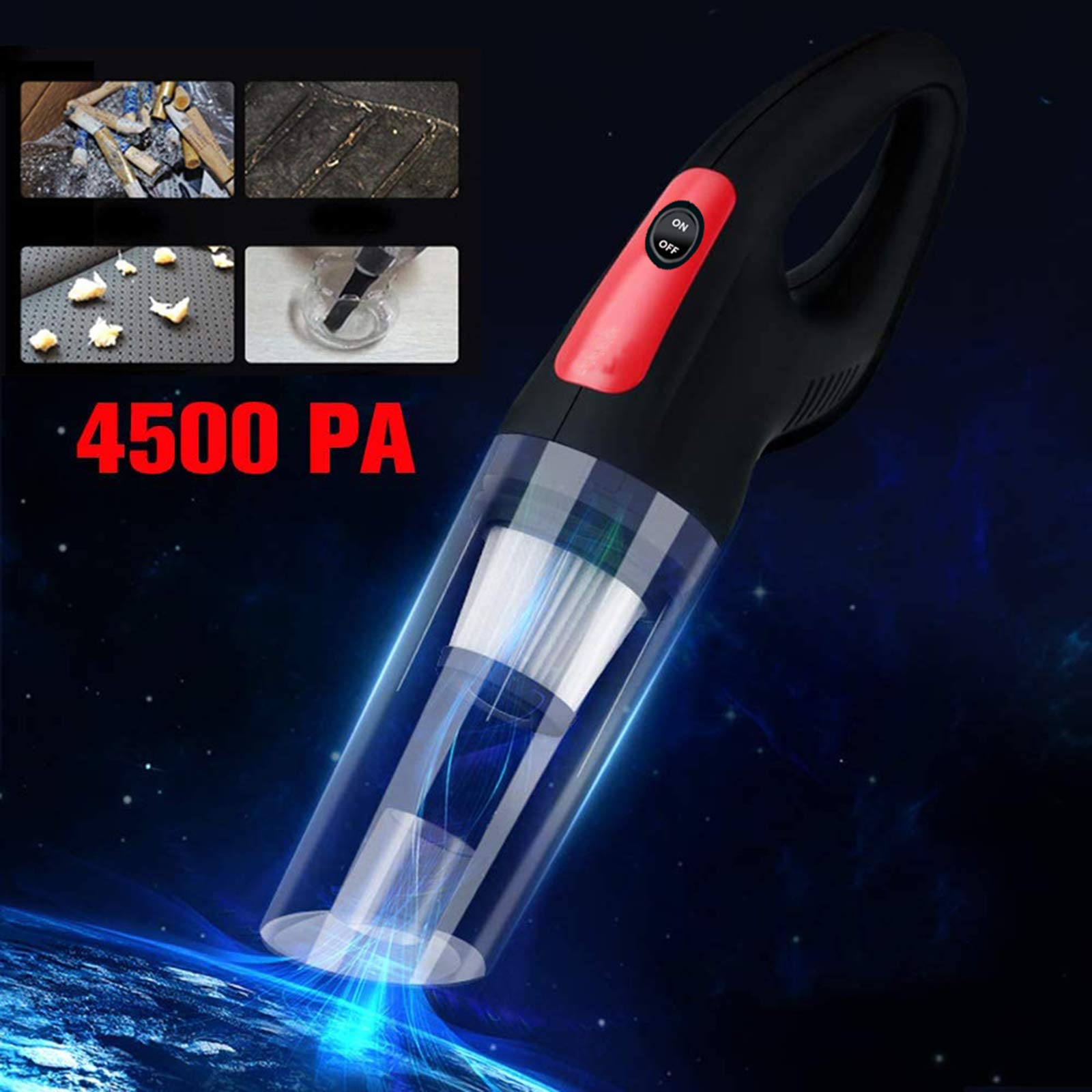 GBGC Handheld Car Vacuum Cleaner Cordless 120w Wet Dry Strong Suction 4500PA (Black)