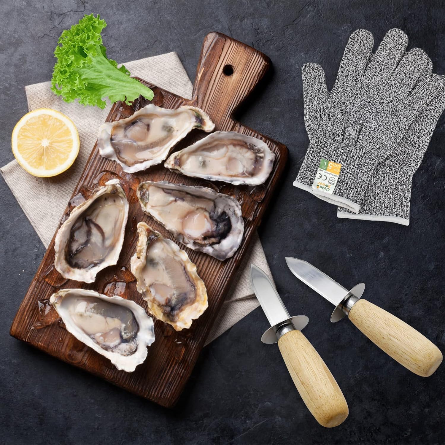 liuweihui 2024 Newest Oyster Knife Shucker Set, Oyster Opener Tool, Oyster Shucking Clamp Seafood Tools,1 oyster knife, (1#), medium size