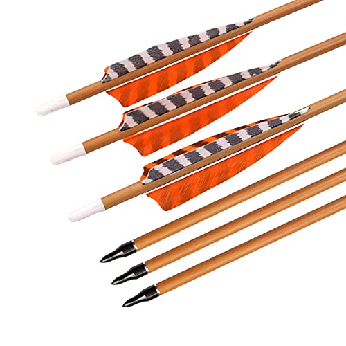 ELONG 6pk 30" Archery Carbon Arrows Wood Camo Spine 600 Recurve Bows Turkey Feather Arrow